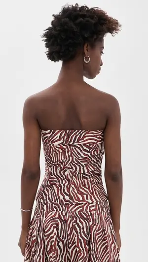 Proenza Schouler White Label Strapless Poplin Top - Rust/cream Multi