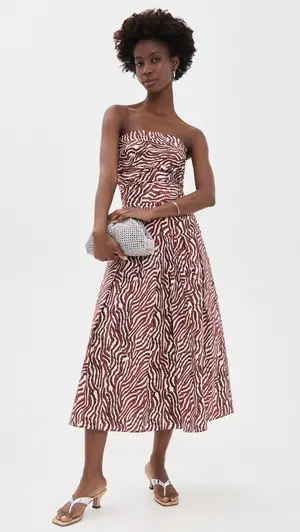Proenza Schouler White Label Strapless Poplin Top - Rust/cream Multi