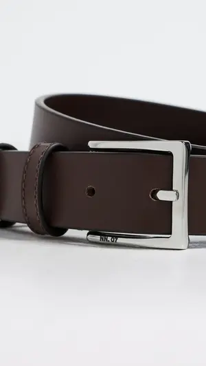 Nn07 Leather Belt With Silver-tone Hardware - Brown