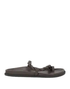 Elena Iachi Leather Thong Sandals - Brown