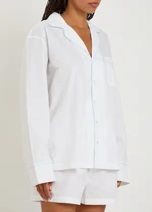 SKIMS Logo-embroidered Stretch-cotton Poplin Pyjama Set - White