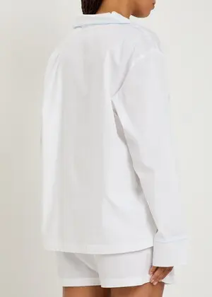 SKIMS Logo-embroidered Stretch-cotton Poplin Pyjama Set - White