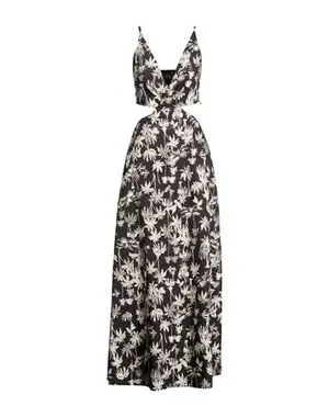VICOLO Tropical Print Maxi Dress - Black