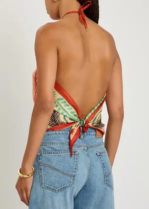 Etro Printed Silk Halter Neck Top