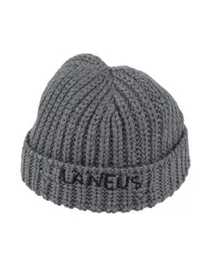 LANEUS LANEUS Merino Wool Beanie With Embroidered Logo Grey