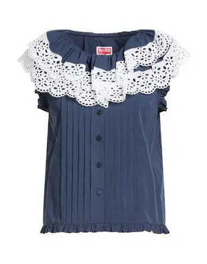 Kenzo Sleeveless Broderie Anglaise Trimmed Poplin Shirt