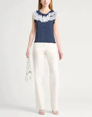 Kenzo Sleeveless Broderie Anglaise Trimmed Poplin Shirt