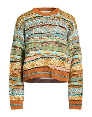 LANEUS Intarsia-knit Sweater With Sequins - Orange