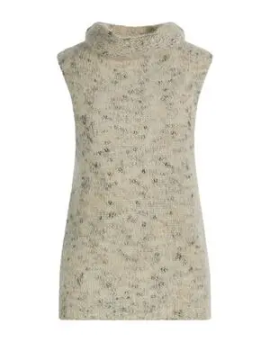 ALYSI Sleeveless Mohair Wool Blend Turtleneck - Cream