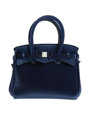 Save My Bag Velvet Tote With Bow Detail - Blue