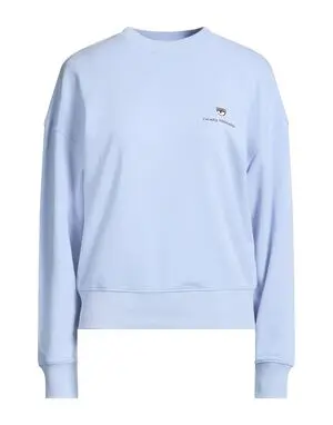CHIARA FERRAGNI Crewneck Long Sleeve Sweatshirt - Light Blue