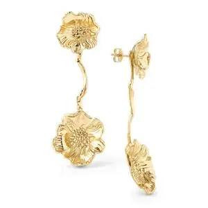 ASTOR & ORION Sculptural Poppy Ear Jacket Earrings - Gold