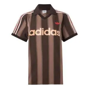 Adidas Twill Football Shirt With Striped Print - Aurora Coffee