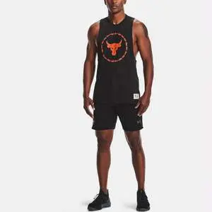 Under Armour Project Rock Charged Cotton Tank 'black Orange - Black/orange