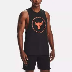 Under Armour Project Rock Charged Cotton Tank 'black Orange - Black/orange