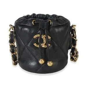 Chanel Quilted Lambskin Micro Bucket Bag - Black