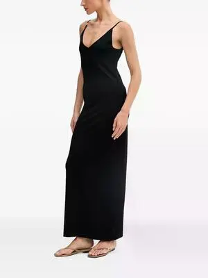 Guess Spaghetti Strap Maxi Dress With Logo Plaque