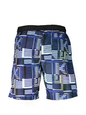 Karl Lagerfeld Geometric Pattern Drawstring Swim Shorts - Blue