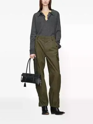 MAISON MARGIELA Draped Collar Wool Polo Sweater - Grey