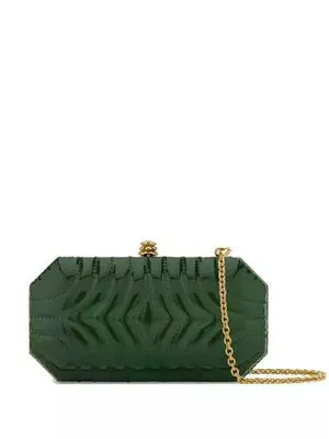 Tyler Ellis Small Perry Quilted Patent-leather Clutch Bag - Green