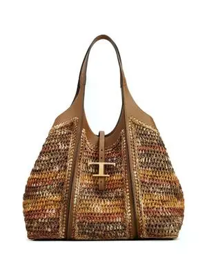 TOD'S T Timeless Woven Tote Bag