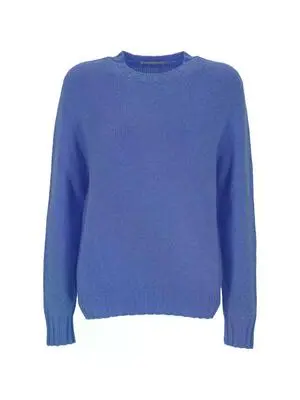 OLIVER LATTUGHI Ribbed-trim Cashmere Sweater - Blue