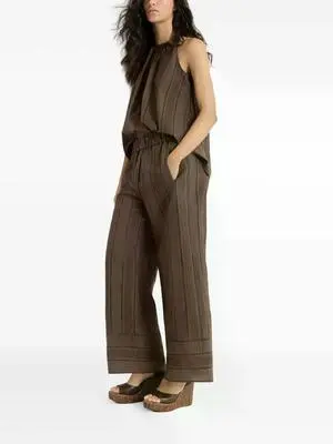 Brunello Cucinelli Techno Cotton Poplin Broderie Anglaise Track Trousers