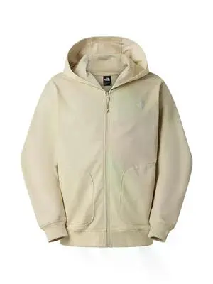 The North Face Logo Embroidered Zip-up Hoodie - Neutrals