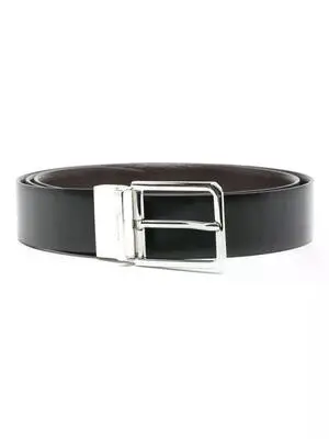 Santoni Reversible Leather Belt - Black