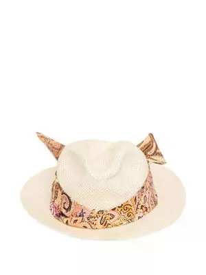 Liu Jo Paisley-print Straw Fedora Hat - Neutrals