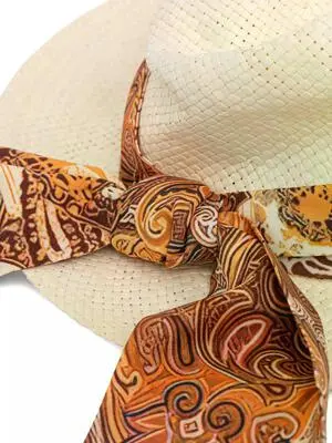 Liu Jo Paisley-print Straw Fedora Hat