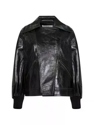 Co Asymmetrical Collar Leather Jacket
