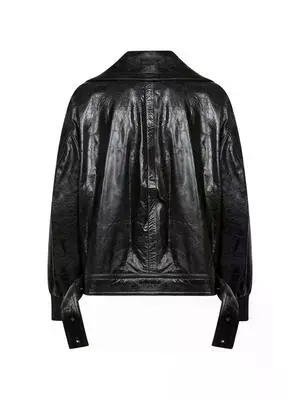 Co Asymmetrical Collar Leather Jacket