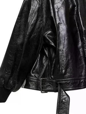 Co Asymmetrical Collar Leather Jacket