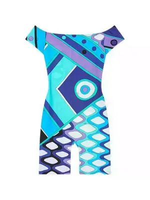 Emilio Pucci Vivara Iride Print Off-shoulder Playsuit - Blue