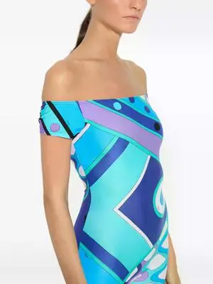 Emilio Pucci Vivara Iride Print Off-shoulder Playsuit