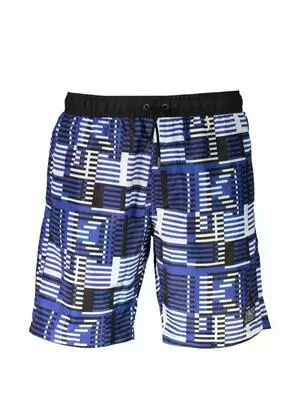Karl Lagerfeld Geometric Pattern Drawstring Swim Shorts - Blue