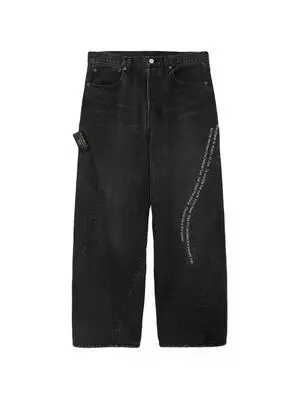 Undercover Slogan Print Panelled Jeans - Black