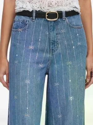 SELF-PORTRAIT Rhinestone Bow Jeans