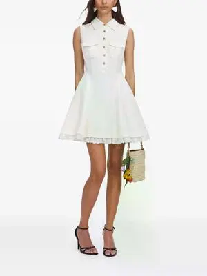 SELF-PORTRAIT Scalloped Hem Button-up Mini Dress
