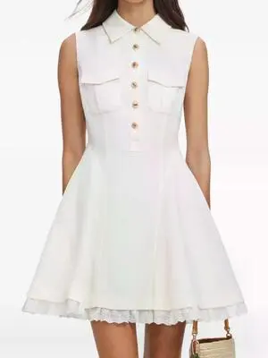 SELF-PORTRAIT Scalloped Hem Button-up Mini Dress