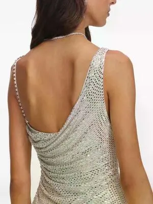 SELF-PORTRAIT Rhinestone Embellished Mini Dress - Silver