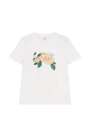 Chloé Cotton Lemon Print T-shirt - White