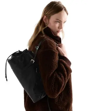 Prada Bonnie Medium Antiqued Leather Tote Bag - Black