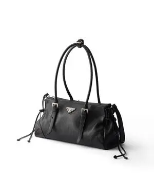 Prada Bonnie Medium Antiqued Leather Tote Bag - Black