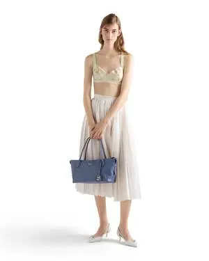 Prada Large Leather Tote Bag - Blue