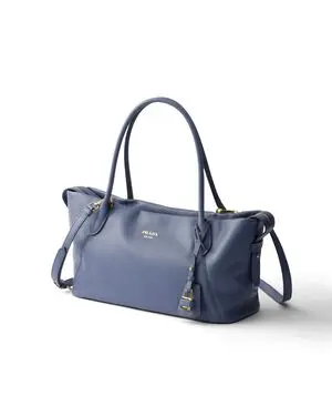 Prada Large Leather Tote Bag - Blue