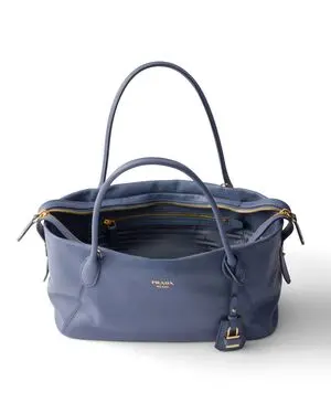 Prada Large Leather Tote Bag - Blue