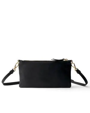 Prada Nappa Leather Wallet With Shoulder Strap - Black