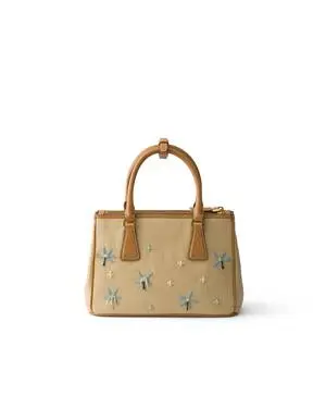 Prada Galleria Small Canvas And Leather Embroidered Bag
